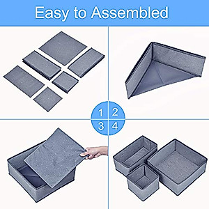 ULG Clothing Drawer Organizer Machine Washable Closet Drawer Dividers Foldable Sock Underwear Organizer Closet Dresser Drawer for Bras Socks Ties Belts Scarves Nursery Baby Clothe (Light Grey)