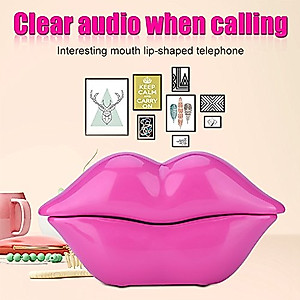 Lips Telephone Novelty Rose Red Mouth Lip Shaped Phone Landline Cute Shining Desk Corded Phone for Home Hotel Office Decoration Kids Girls Gift