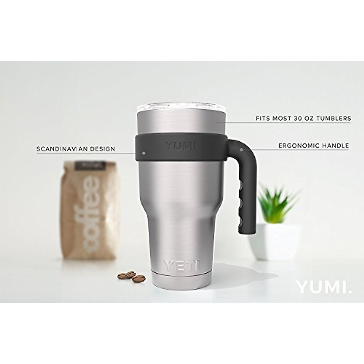 YUMI Handle is a Perfect Fit for All 30 Ounce Yeti and Yeti Rambler Type Tumbler Mugs, Black