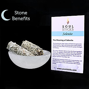Selenite Crystal Bowls for Smudging, Healing, Recharging Crystals | Pure Selenite Smudge Bowl & Crystal Charging Station Ethically Sourced in Morocco (6 Inch (Pack of 1))