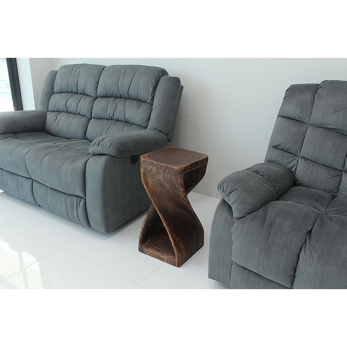 Haussmann® Original Wood Twist Stool 12 X 12 X 23 in High Mocha Oil