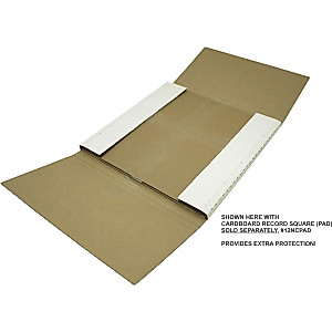 (10) White Vinyl Record LP Shipping Mailer Boxes - Holds 1 to 3 12" Records - Adjustable Height - STRONG 200# Test Cardboard #12BC01VDWH