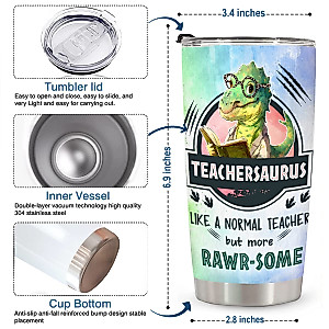Fastpeace Back To School Gifts For Teachers, Teacher Appreaciation Gifts, Teacher Gifts From Students, Birthday, Retirements, End Of Year, Thankful Teacher Gifts, 20 oz Teachersaurus Tumbler Coffee