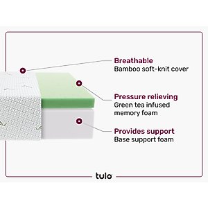 Tulo 10" Medium-Plush Memory Foam Bamboo Pressure Relief Mattress in a Box | Twin XL Size
