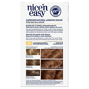 Clairol Nice'n Easy Permanent Hair Dye, 6W Light Mocha Brown Hair Color, Pack of 1
