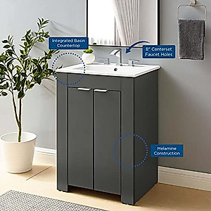 Modway Maybelle 24" Bathroom Vanity in Gray White