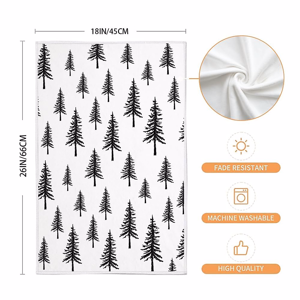 ARKENY Christmas Dish Towels for Christmas Decor Black Xmas Tree Kitchen Towels 18x26 Inch Grey Stripe Washcloths Seasonal Merry Christmas Hand Towel for Bathroom Set of 2 AD015