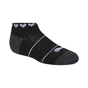 PUMA girls 8 Pack Low Cut + Hair Ties Running Socks, Black/Multi, 5-6.5 US