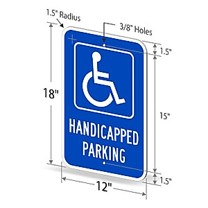 SmartSign Handicapped Parking Sign, 12 x 18 Inches 3M Engineer Grade Reflective Aluminum, Pre-Drilled Holes, USA Made