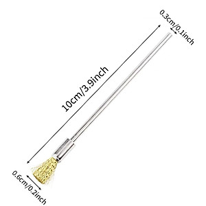 10 Pieces Extended Stainless Copper Wire Cleaning End Brushes Pen Wire Brush Rust Paint Removal Bits Polishing Rotary Tools Accessories 3 mm Mandrel (6 mm end Brush)
