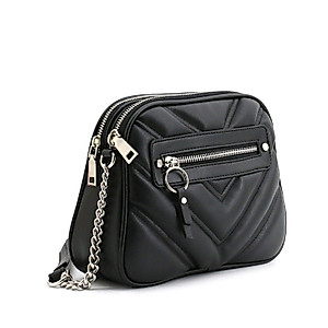 MAXWISE Women Zipper Pocket Crossbody Bag Shoulder Purse Fashion Travel Bag with Multi Pockets (Black)