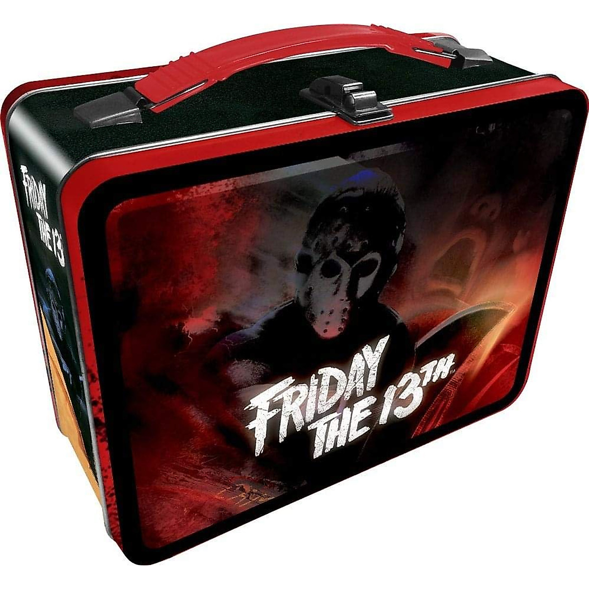 AQUARIUS Friday The 13th Large Fun Box - Sturdy Tin Storage Box with Plastic Handle & Embossed Front Cover - Officially Licensed Friday The 13th Merchandise & Collectible