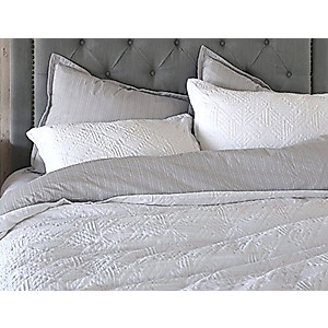 meadow park Matelasse Duvet Cover Set, 100% Cotton, Pre-Washed, Soft & Cozy, Woven Jacquard Textured, Modern Geo Design Bedding Set, King, White