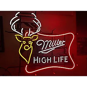 Prouten 20inx16in Millers High Life Outdoors Deer Buck Stag Neon Sign (VariousSizes) Beer Bar Pub Man Cave Business Glass Lamp Light