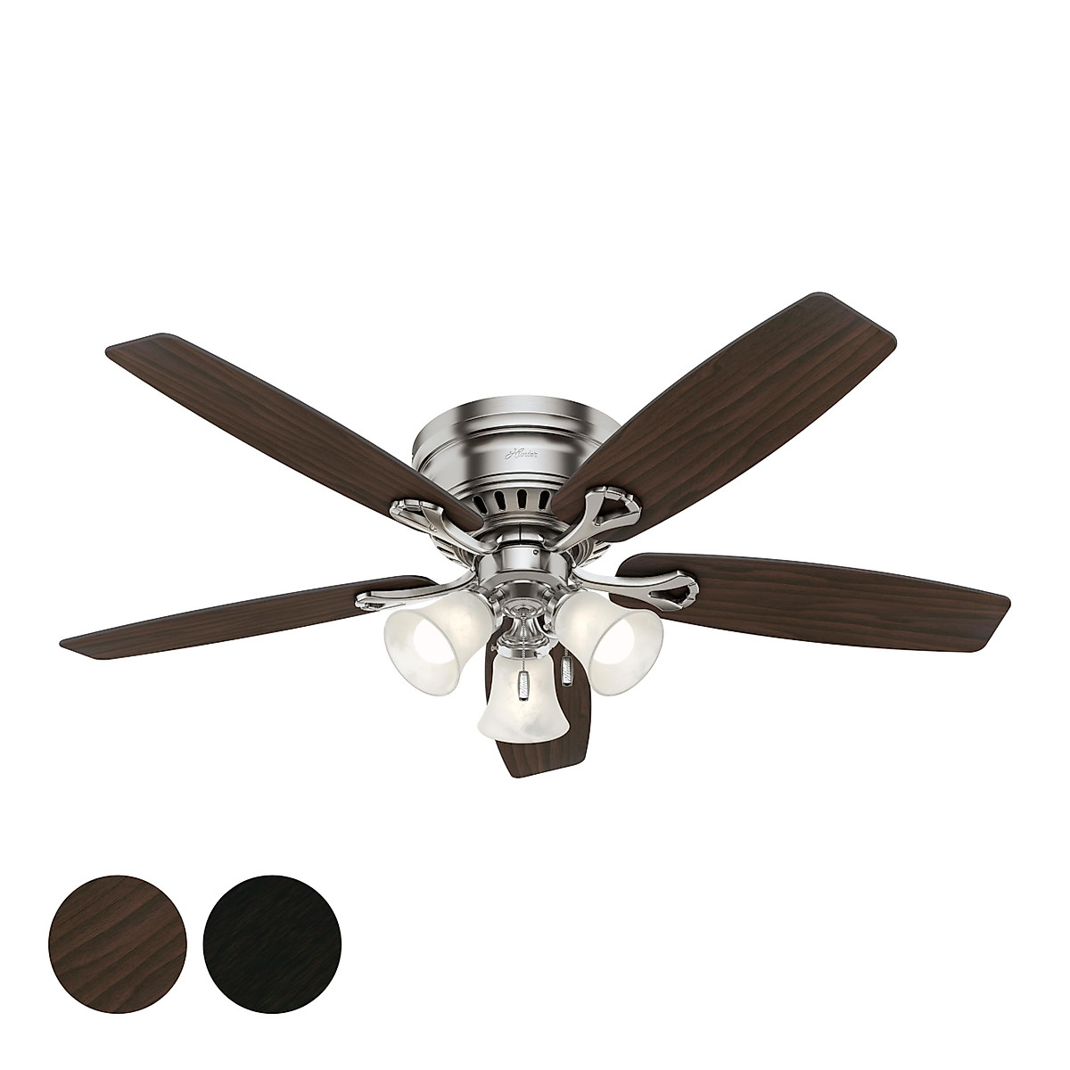 Hunter Fan 52 inch Casual Brushed Nickel Finish Indoor Ceiling Fan with LED Light Kit and Pull Chain (Renewed)