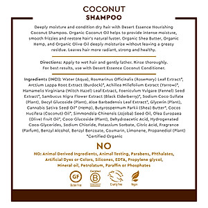 Desert Essence Shampoo, Coconut, 8 FZ, (2 pack)