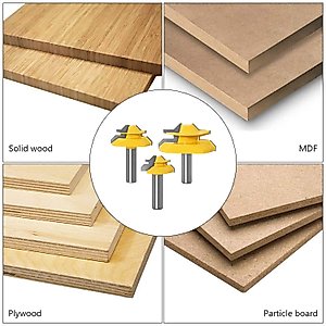 Ozmatip 45 Degree Lock Miter Router Bit 3-Piece Set, for 31/64", 3/4"，1"，Cutting Height, 1/2 Inch Shank.Woodworking Tools Joint Router Bits