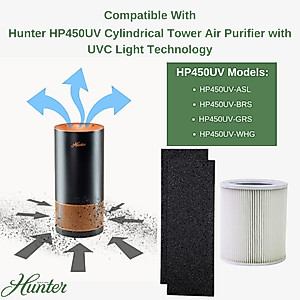 Hunter Fan Company H-HF450-VP Replacement Value Pack for Hunter HP450UV Series Air Purifier Filter, 3 Piece Set, White