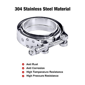 EVIL ENERGY 3.0 Inch V Band Clamp with Flange Male Female Stainless Steel 2PCS