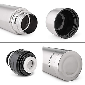 Mixpresso Coffee Flask +Coffee Mug, Stainless Steel Coffee vacuum flask For Hot Coffee or Cold Tea Fits Car Caddy or Backpack, Leak Proof Travel Mug, 17 Ounce Coffee Thermos