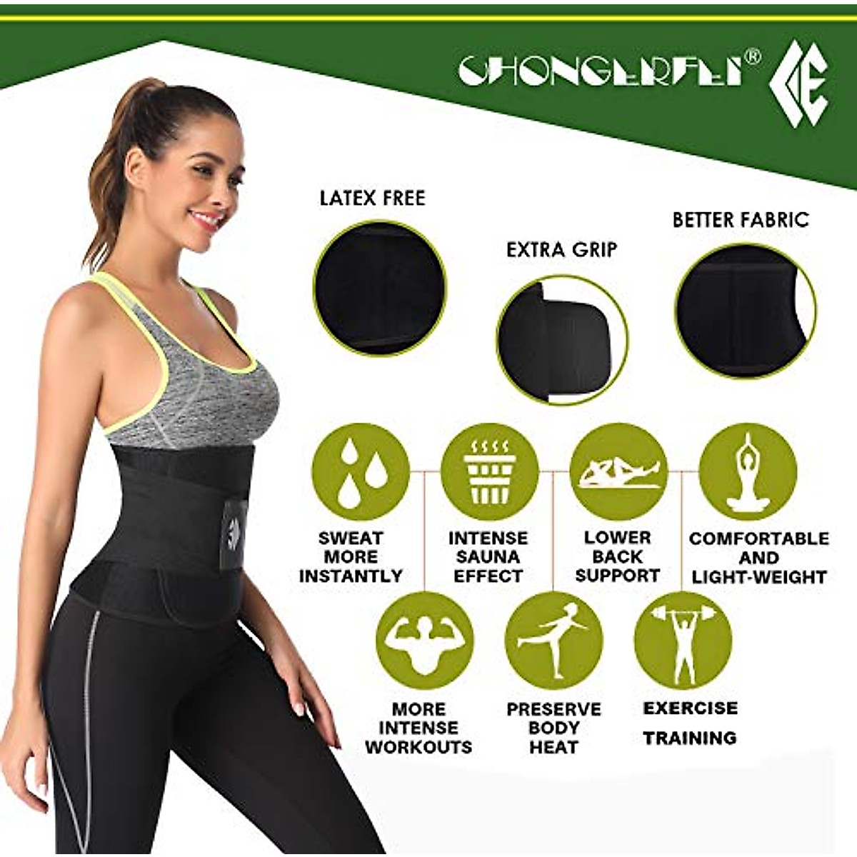 ChongErfei Waist Trainer Belt for Women Waist Cincher Trimmer Slimming Body Shaper Sport Girdle Belt