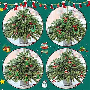 Christmas Crafts for Kids Adults Families, Beaded Ornament Kit to Make Wreath/Candy Cane/Xmas Tree/Snowman, Holiday Decorations Party Supplies, 40 Pieces