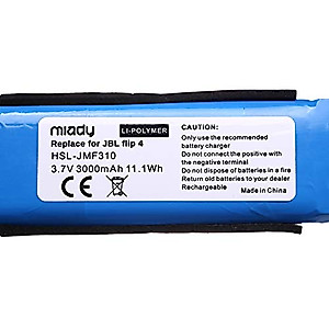Miady Replacement Battery for JBL Flip 4 and JBL Flip 4 Special Edition, Fits JBL GSP872693 01, 3000mAh 11.1Wh