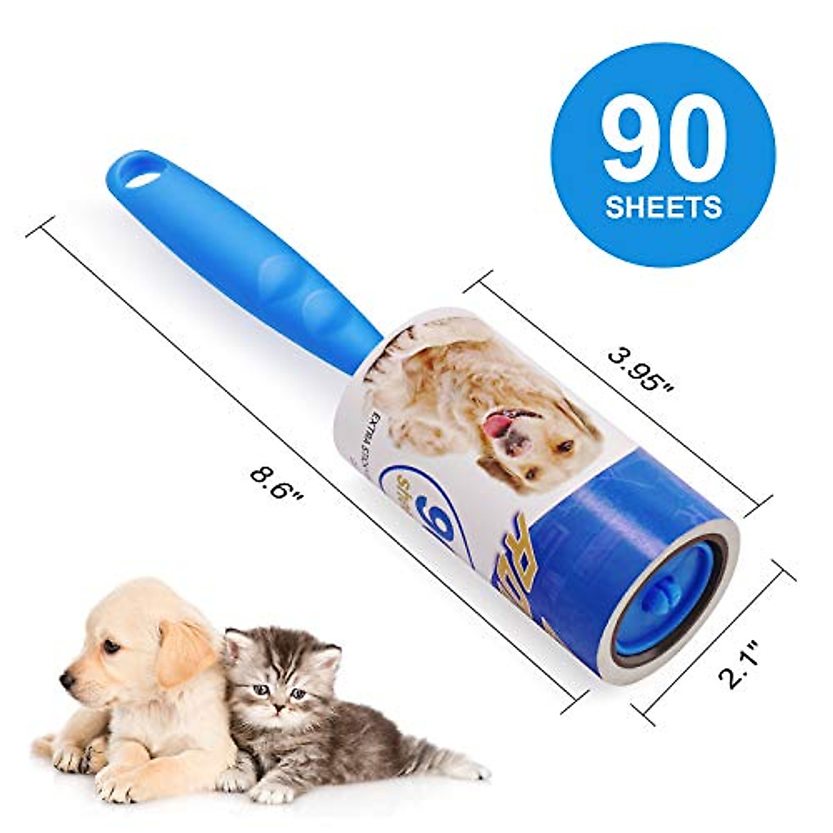 Lint Rollers for Pet Hair Extra Sticky Remover 900 Sheets Total Upgraded 5 Handles with 10 Refills Portable Travel Size for Couch Furniture Clothes Dog & Cat Hair Removal