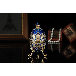 QIFU Easter Egg Style Enamelled Trinket box Hinged Unique Gift for Family