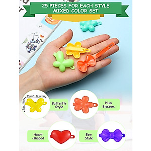WILLBOND 100 Pieces Girls Hair Barrettes Self Hinge Plastic Clip Toddler Kids Baby 80s 90s Clip Colorful Cute Cartoon Hair Pin Accessories(Butterfly, Plum Blossom, Bow, Heart-shaped)