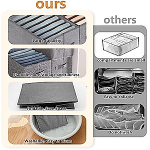 ECOMAID Large Wardrobe Clothes Organizer,4 Pack Closet Organizers and Storage with Handles, Foldable Fabric Drawer Organizers Dividers for Clothing, Jeans, Sweater, Bras