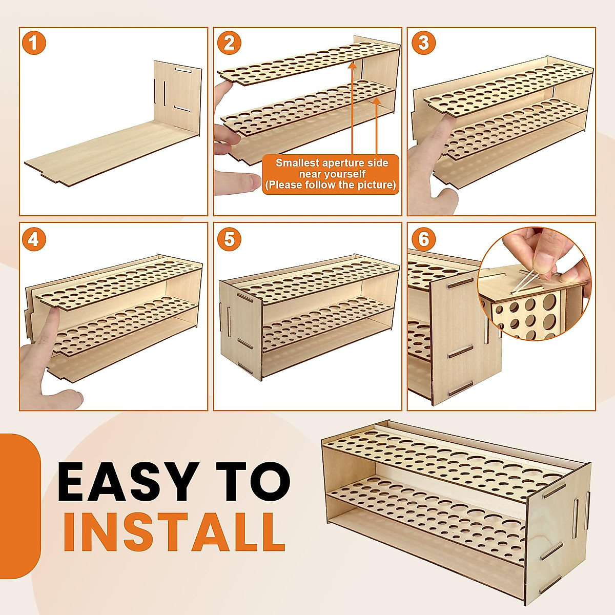 HESHUYU Wooden Paint Brush Holder 67 Hole and Large Tool Compartment Paint Brush Organizer Desk Paintbrush Holder Stand Wood Paint Brush Rack