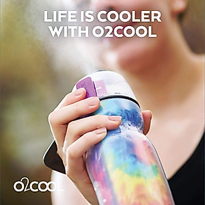O2COOL Mist 'N Sip Misting Water Bottle 2-in-1 Mist And Sip Function With No Leak Pull Top Spout Reusable Sports Water Bottle - 20 oz (Patriot)