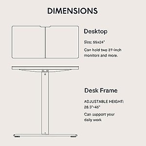 SANODESK Standing Desk Adjustable Height, 55x24 Inch Stand up Desk for Home Office Computer Desk with Memory Preset(55x28 Joint Boards,Maple)