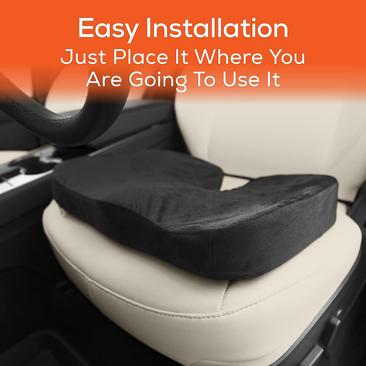 Trobo Seat Cushion, Car Pillow for Driving Seat to Improve Sciatica, Coccyx, Hip and Tailbone Pain, Ergonomic Memory Foam Chair Pad for Lower Back Pain Relief, Perfect for Long Trips, Home & Office