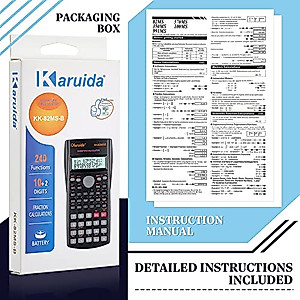 2 Pack Scientific Calculator 2 Line Fraction Calculator with Protective Hard Cover and Battery Basic Math Calculator Chemistry Calculator Black Financial Calculator for School Business