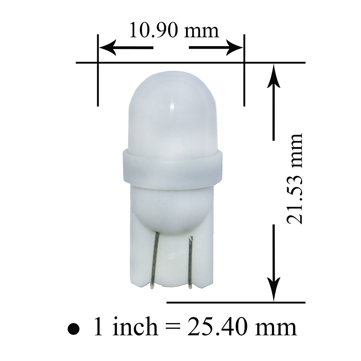 PA LED 10PCS #555 T10 w5w 2 SMD 2835 LED Wedge Pinball Machine Light Top View Bulb 6.3VDC (White)