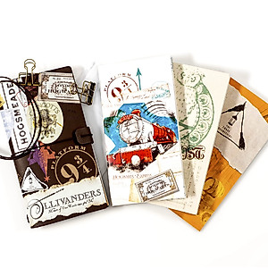 CON*QUEST Conquest Journals Harry Potter Travel Journal, Vegan Leather, 3 Inserts, 5 Bands, 2 Antiqued Binder Clips and Zipper Pouch. Designed For Everyday, Both Work and Play