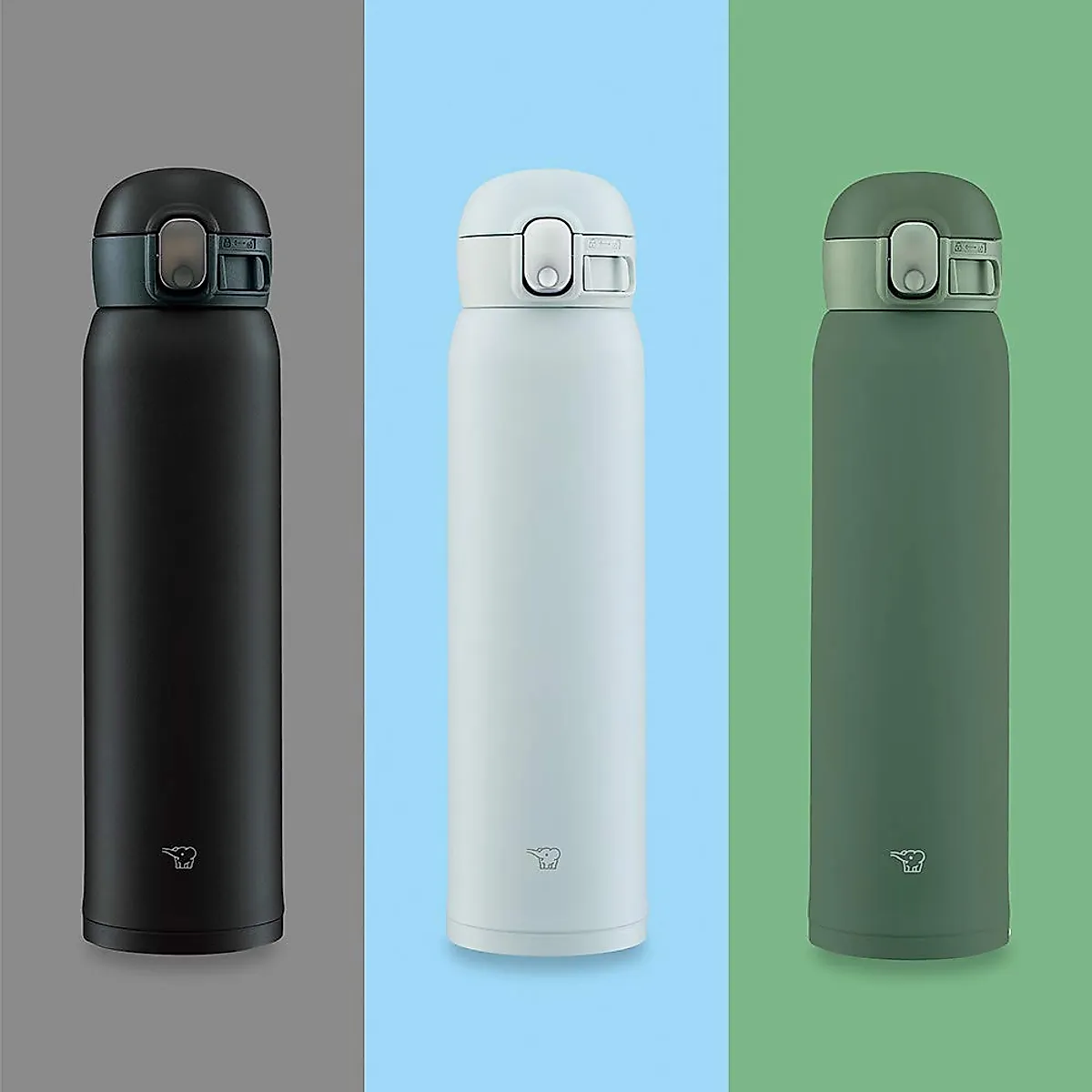 Zojirushi SM-WA60-HL One-Touch Stainless Steel Mug, Seamless, 2.3 gal (0.60 L), Ice Gray