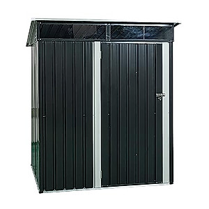 Outdoor Storage Shed 5 x 3 FT, Galvanized Metal Garden Shed with Sliding Door and Air Vents, Weather-Resistant Outdoor Storage Clearance for Backyard Patio Lawn Deck (Black)
