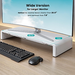 Monitor Stand Riser, Klearlook Foldable Computer Monitor Stand, Adjustable Computer Stand Desk Organizer with Storage Drawer, Tablet Phone Stand for Laptop PC Printer (White)
