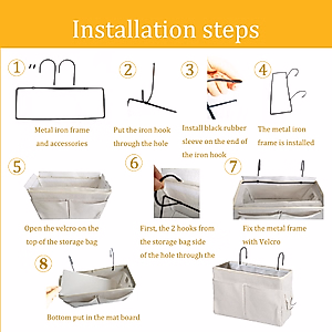 Someteth Bedside Hanging Storage Basket Multi-Function Organizer Caddy for Bunk and Hospital Beds Dorm Rooms Bed Rails, Can be Placed Glasses Books Mobile Phones Keys(White 2pcs)