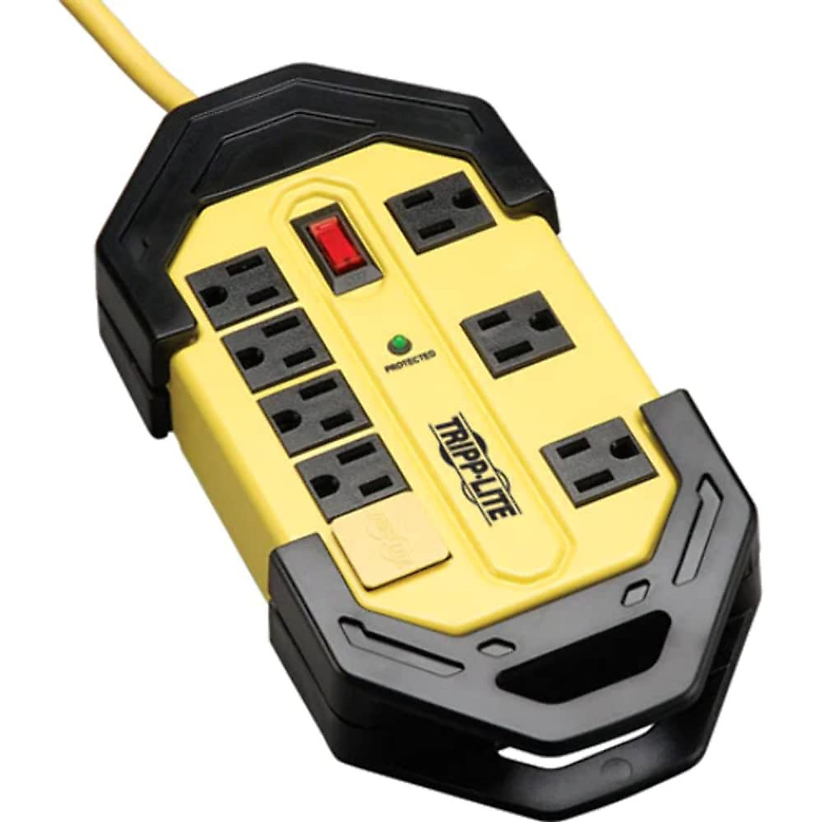 Tripp Lite Protect It! Industrial Safety Surge Protector, 8 AC Outlets, 12 ft Cord, 1,500 J, Yellow/Black