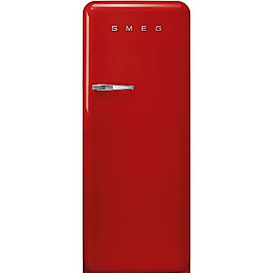 Smeg FAB28 50's Retro Style Aesthetic Top Freezer Refrigerator with 9.92 Cu Total Capacity, Multiflow Cooling System, Adjustable Glass Shelves 24-Inches, Red Right Hand Hinge