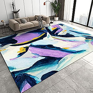 Purple Blue Gradient Graffiti Area Carpet, Modern Art Aesthetic Design Decorative Rug, Washable Rug Non-Slip Breathable Durable Portable Suitable for Living Room Bedroom Boy Girl6 x 8ft