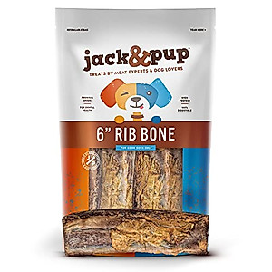 Jack&Pup Premium Grade Roasted Beef Ribs Dog Bone Treats – 6” Long All Natural Gourmet Dog Treat Chews – Savory Smoked Beef Flavor (8-Piece Pack)