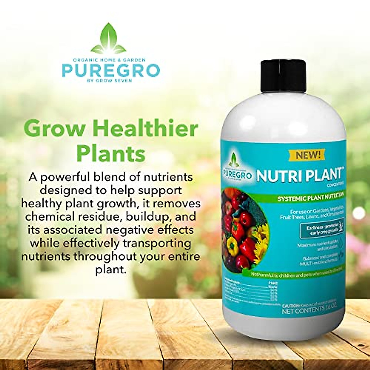 PureGro Nutri Plant Concentrate - Plant Food with Micro Nutrients - Indoor Plant Fertilizer & Outdoor Plant Fertilizer - Suitable for Vegetables, Plants & Gardens - Liquid Plant Food (16 oz)