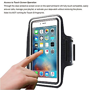 Armband Sweatproof Running Armbag Gym Fitness Workout Cell Phone Case with Key Holder Compatible with iPhone X Xs,8 7 6 6S 8, 7,6S,SE,5S,5C,5,4S,4,GalaxyS9,S8,S7,S6,Phone Diagonal 4.0"~5.2"-Black