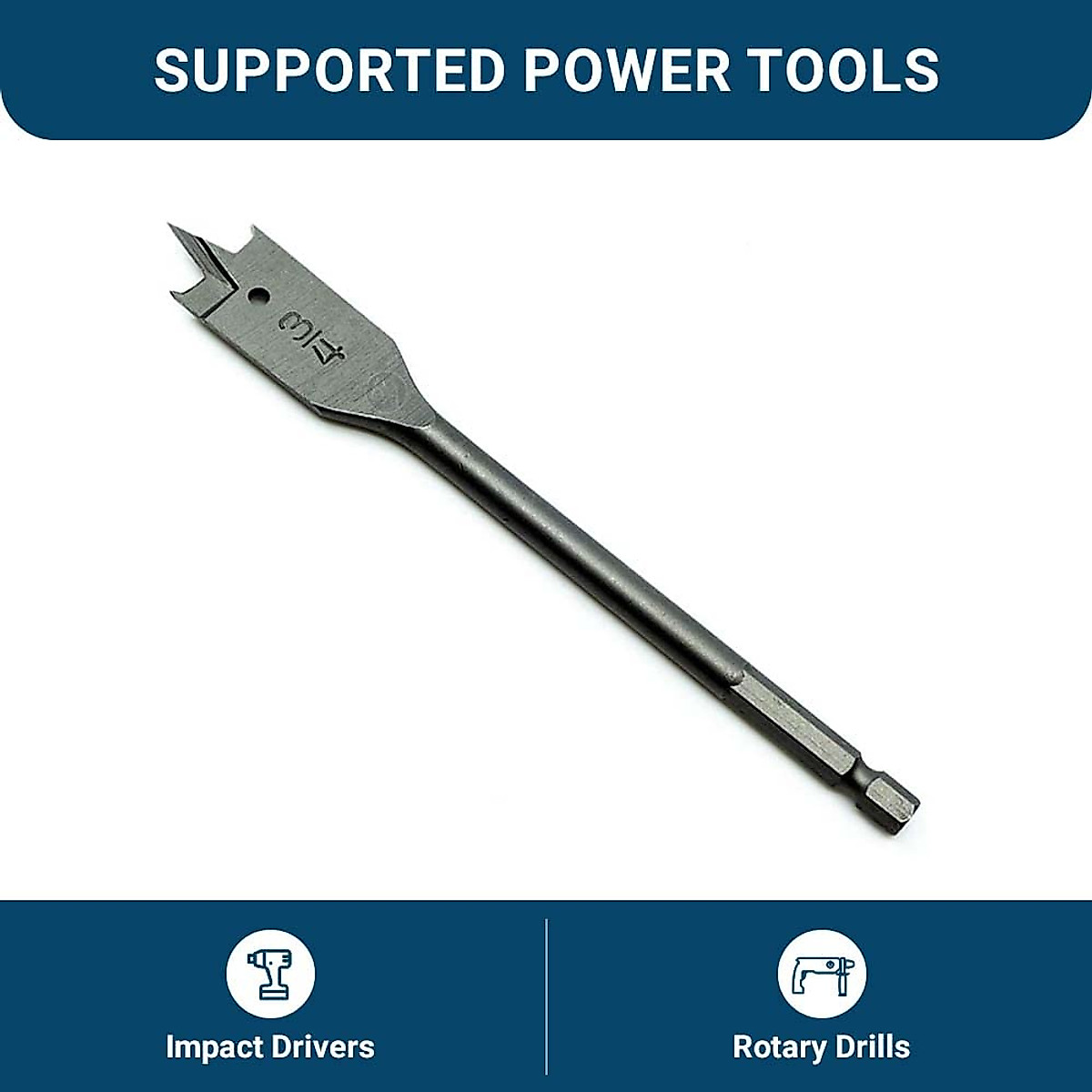 Benchmark Abrasives 3/4" x 6" Spade Drill Bit with Quick-Change Hex Shank Hole Cutter for Woodworking, Drilling, High-Speed Steel Paddle Flat Bits (3/4" x 6")