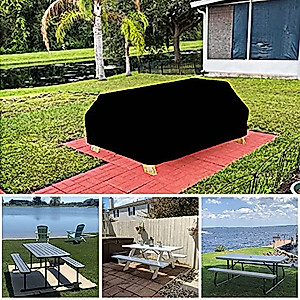 StorMaster Outdoor Picnic Table Cover Waterproof Heavy Duty 70 72 Inch Patio Picnic Kitchen Table Bench Seat Cover Winter, Black